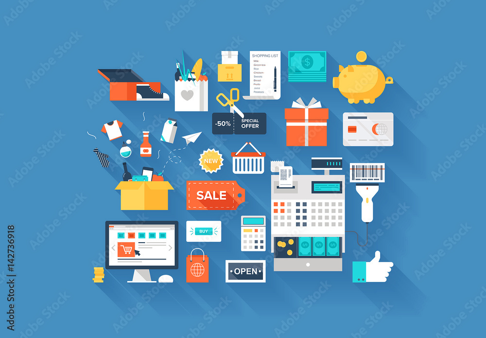 Colorful Commerce Icon Set 1 Stock Template | Adobe Stock