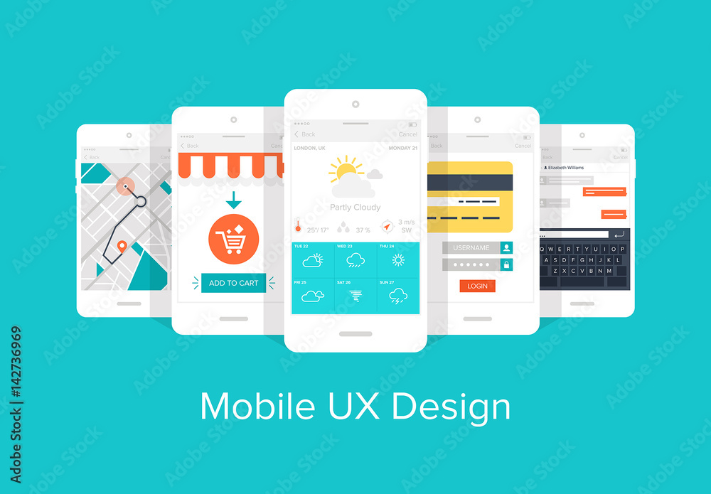 Colorful Mobile UX Design Icon Set 1 Stock Template | Adobe Stock