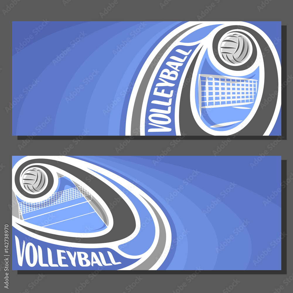 Vector banners for Volleyball game: thrown volleyball ball flying on ...