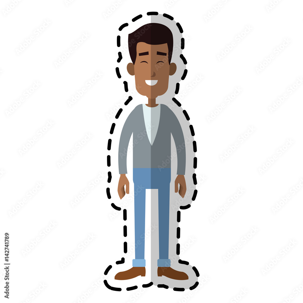 handsome happy dark skin man cartoon icon image vector illustration ...