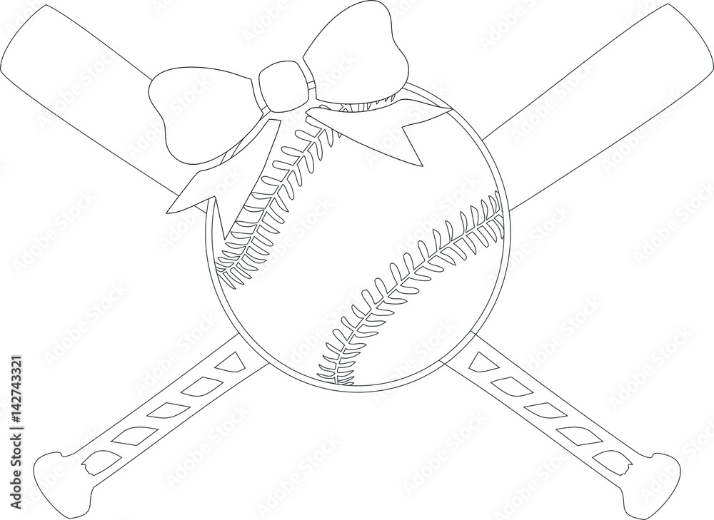 Softball Bats Crossed Clipart Row