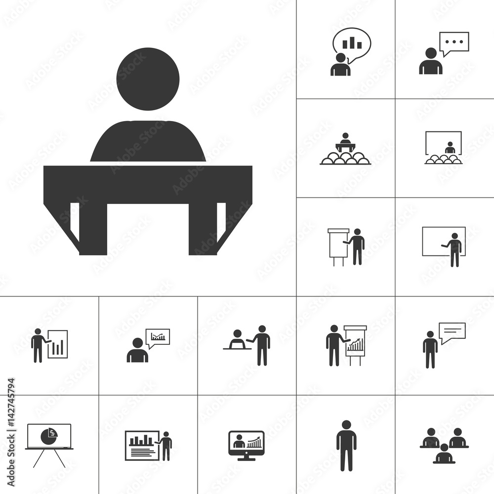 business presentation icon set on white background Stock Vector | Adobe ...