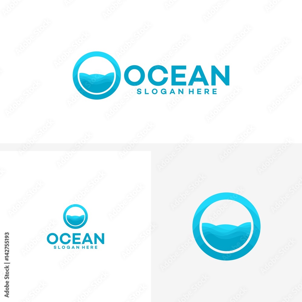 Abstract design of ocean logo with waves. Vector illustration Stock ...