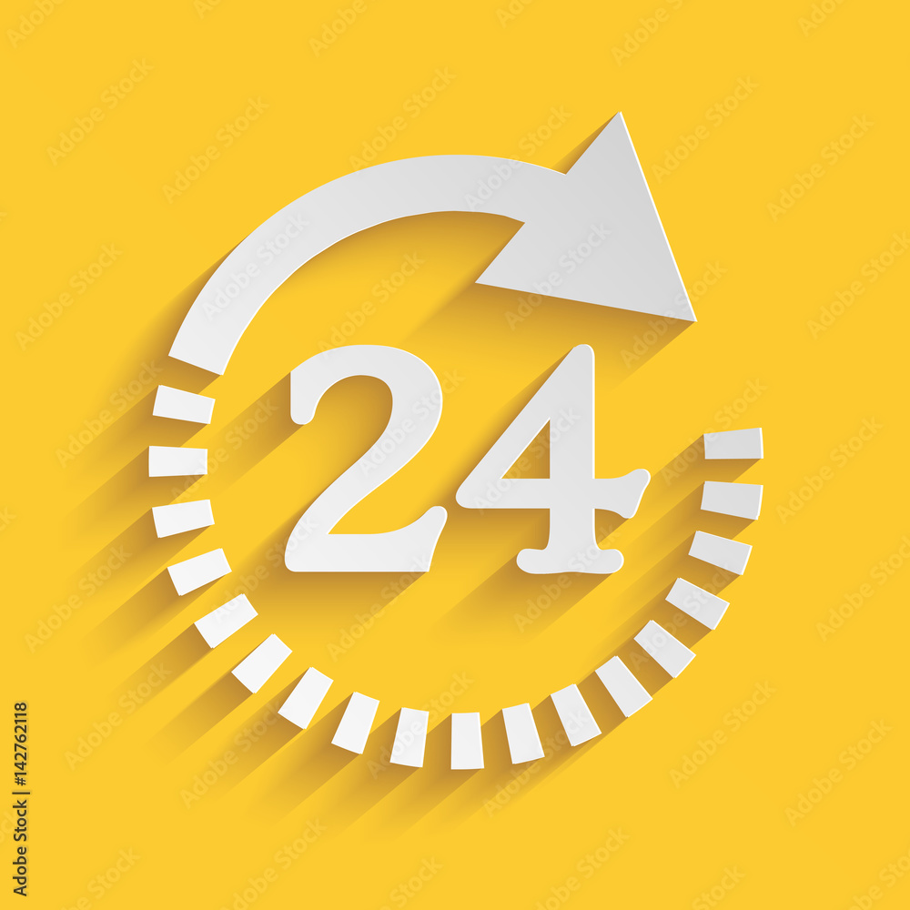 Open around the clock symbol icon. Opening hours symbol icon Stock ...