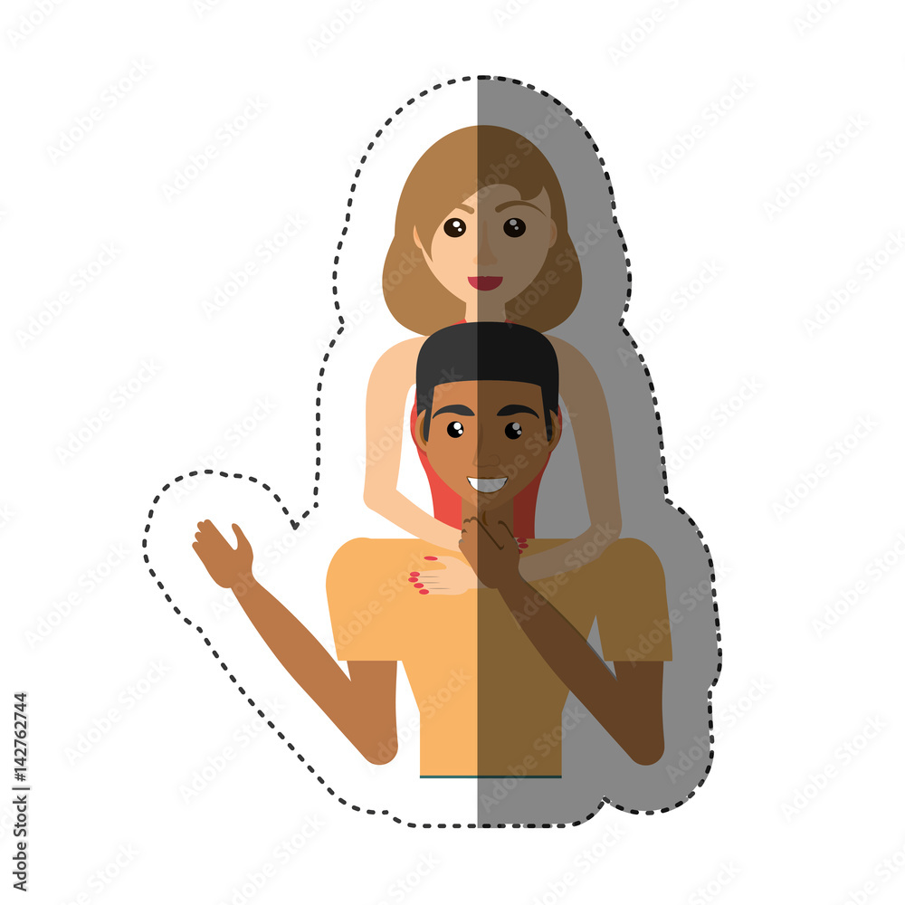 woman hugging man lovely shadow vector illustration eps 10 Stock Vector ...
