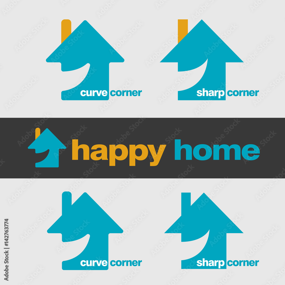 simple and modern happy home logo for real estate and housing logo ...
