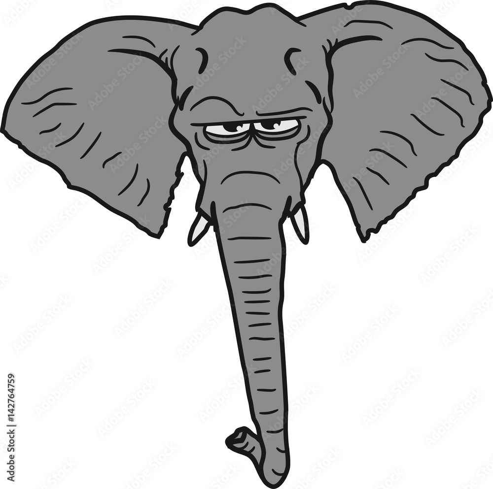 gestresst genervt müde comic cartoon lustig elefant kopf gesicht gemalt ...