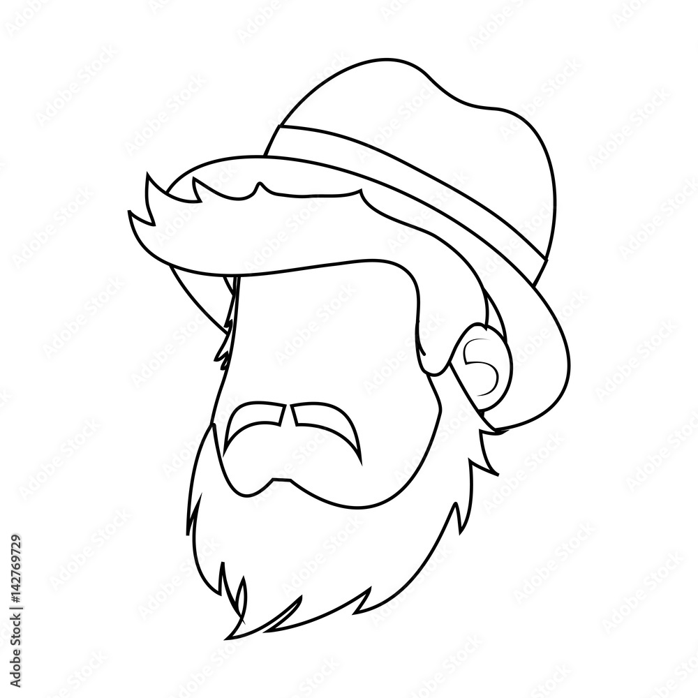 man with hat icon over white background. hipster style concept. vector ...