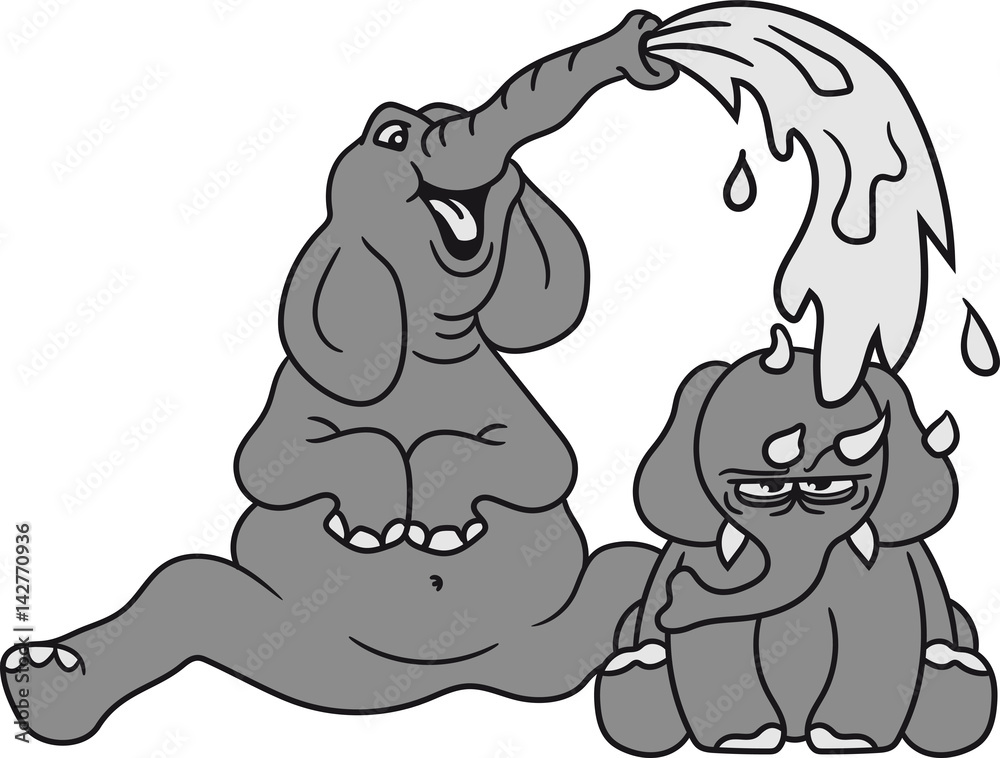 genervt kopf nass machen ärgern kind klein papa mama wasser spritzen ...