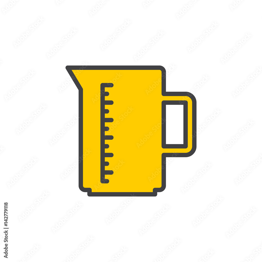 Measuring cup filled outline icon, line vector sign, linear style ...