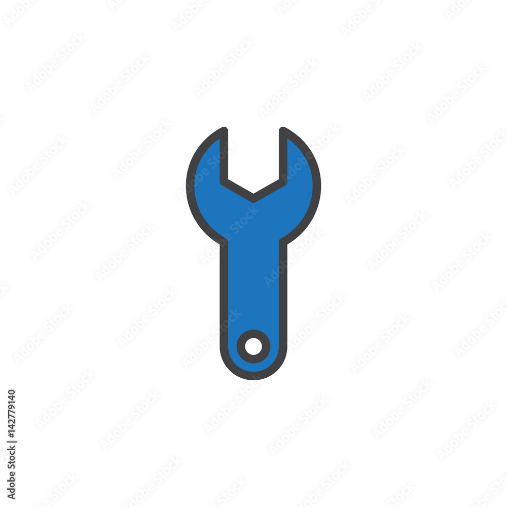 Wrench, spanner filled outline icon, line vector sign, linear style ...