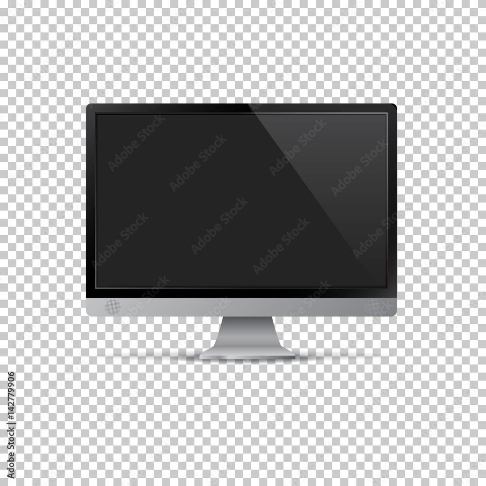 Vector realistic computer monitor isolated on transparent background. Stock Vector | Adobe Stock