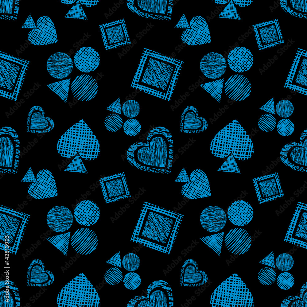 Seamless vector geometrical pattern with icons of playing cards ...