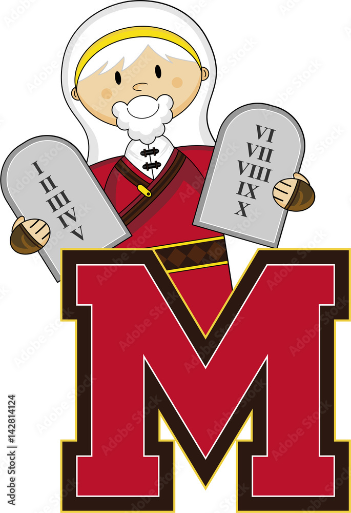 M is for Moses Alphabet Learning Illustration Stock Vector | Adobe Stock