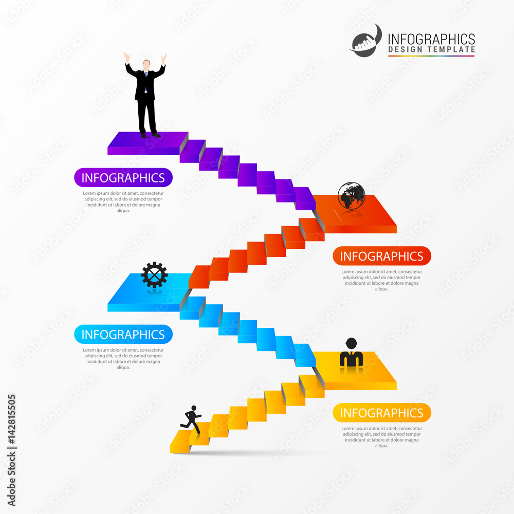 Abstract 3d stairs. Infographic or timeline template. Vector Stock ...