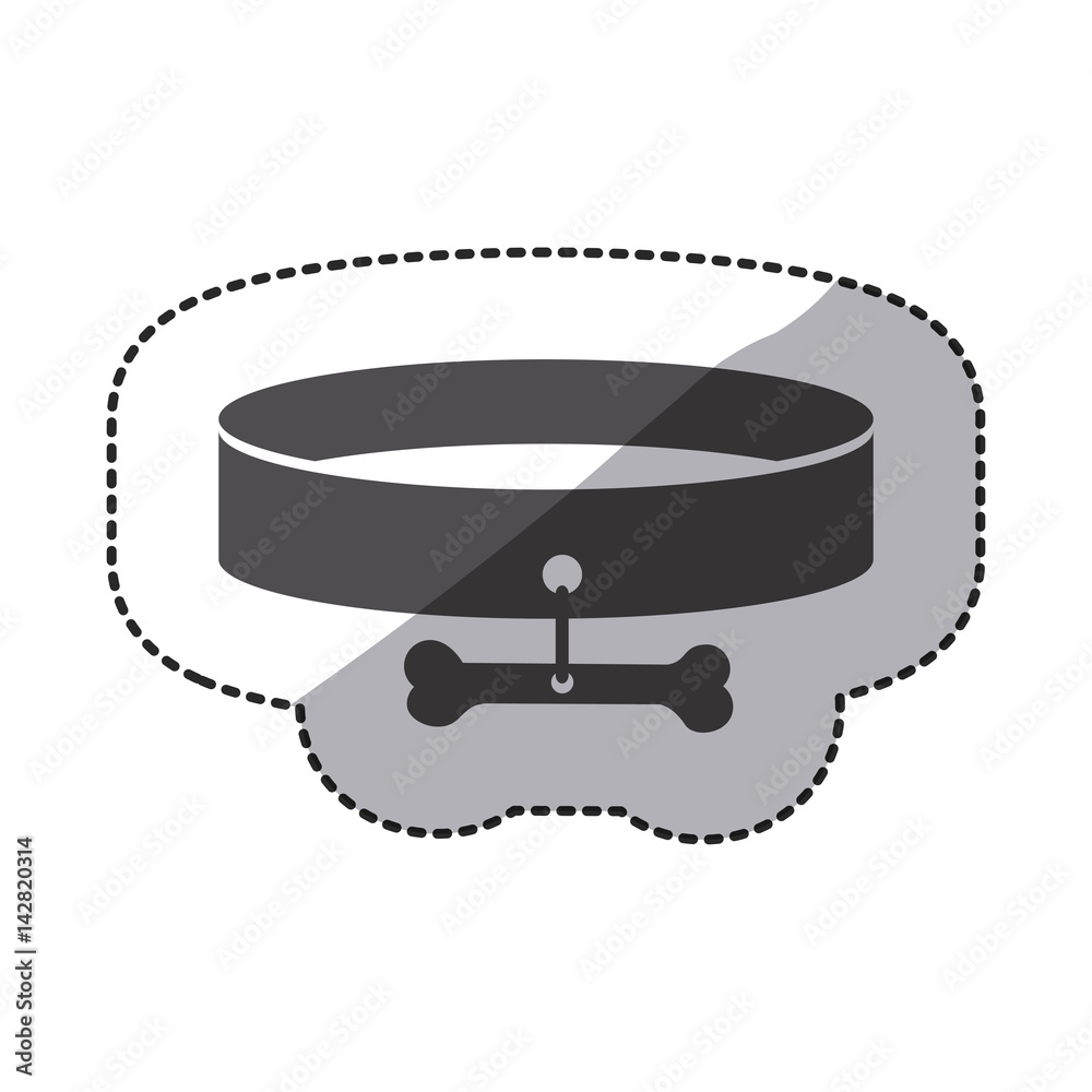 silhouette dog collar sticker line icon, vector illustration Stock ベクター ...