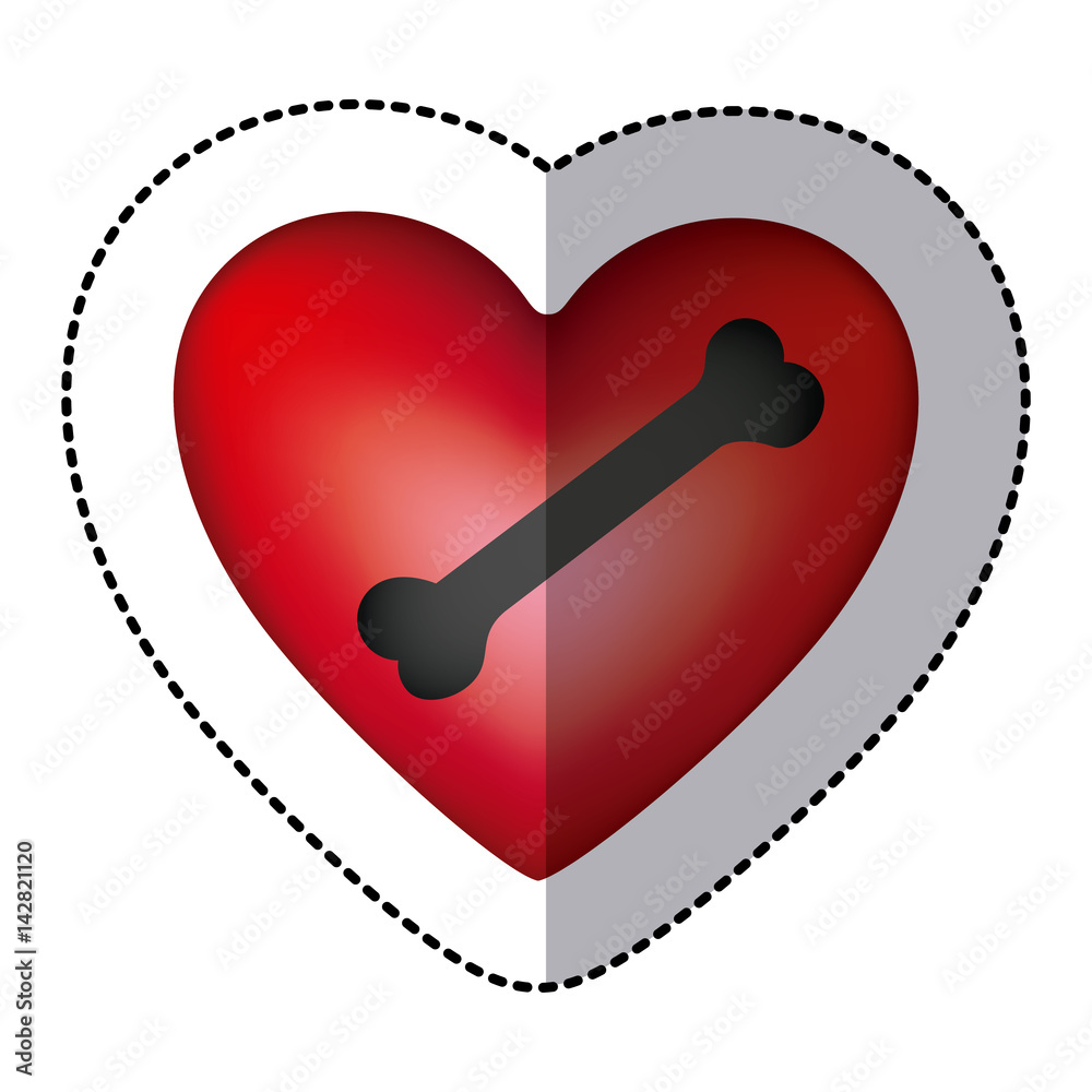 bone dog domestic inside red heart, vector illustration Stock Vector ...