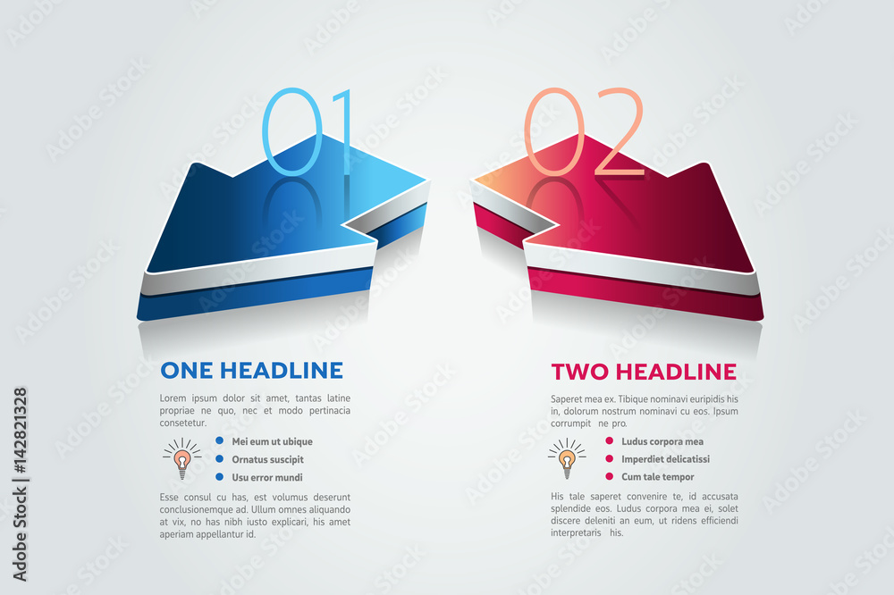 Two arrows. 2 steps diagram, elements, charts, infographics. Stock ...