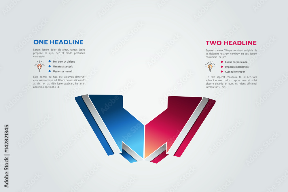 Two arrows. 2 steps diagram, elements, charts, infographics. Stock ...