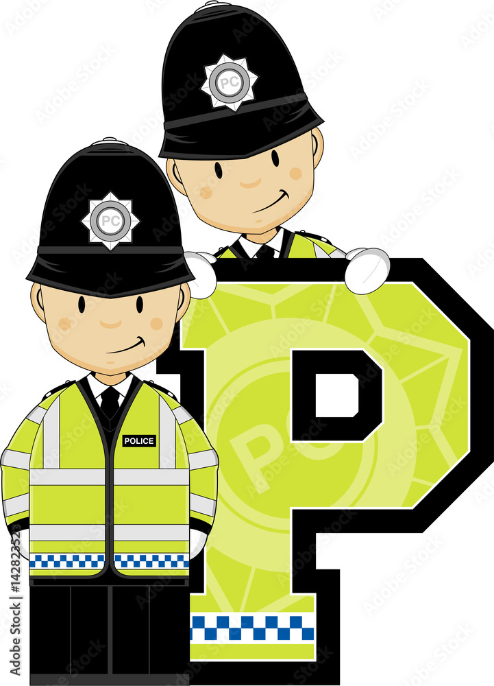 P is for Police Alphabet Learning Illustration Stock Vector | Adobe Stock