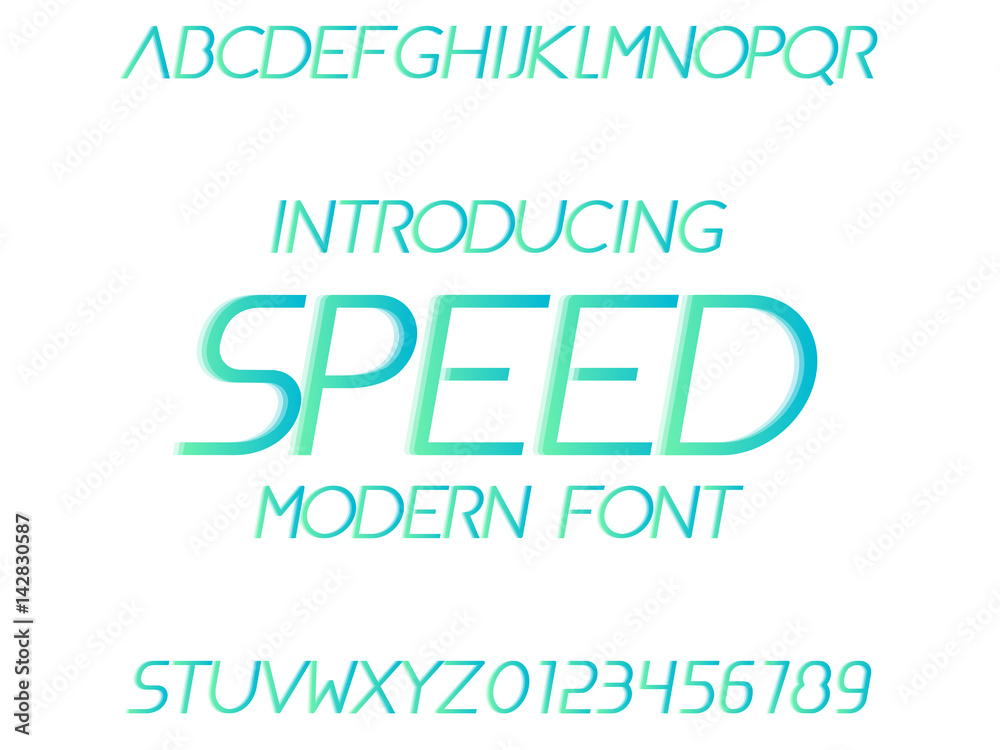 Font with motion effect. Speed typeface. Modern typography alphabet ...