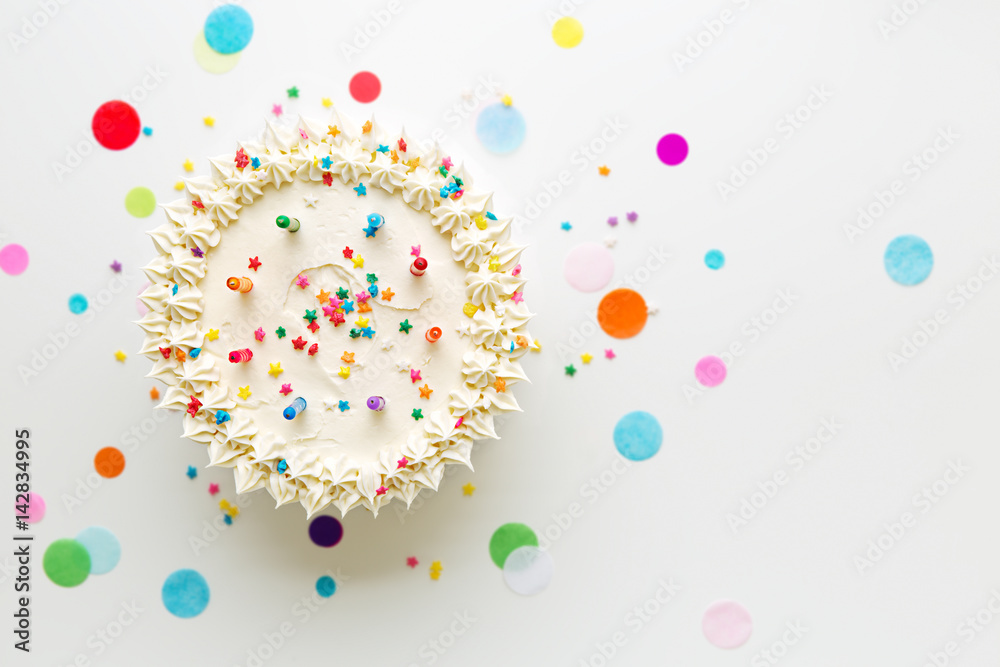 Birthday cake from above Stock Photo | Adobe Stock