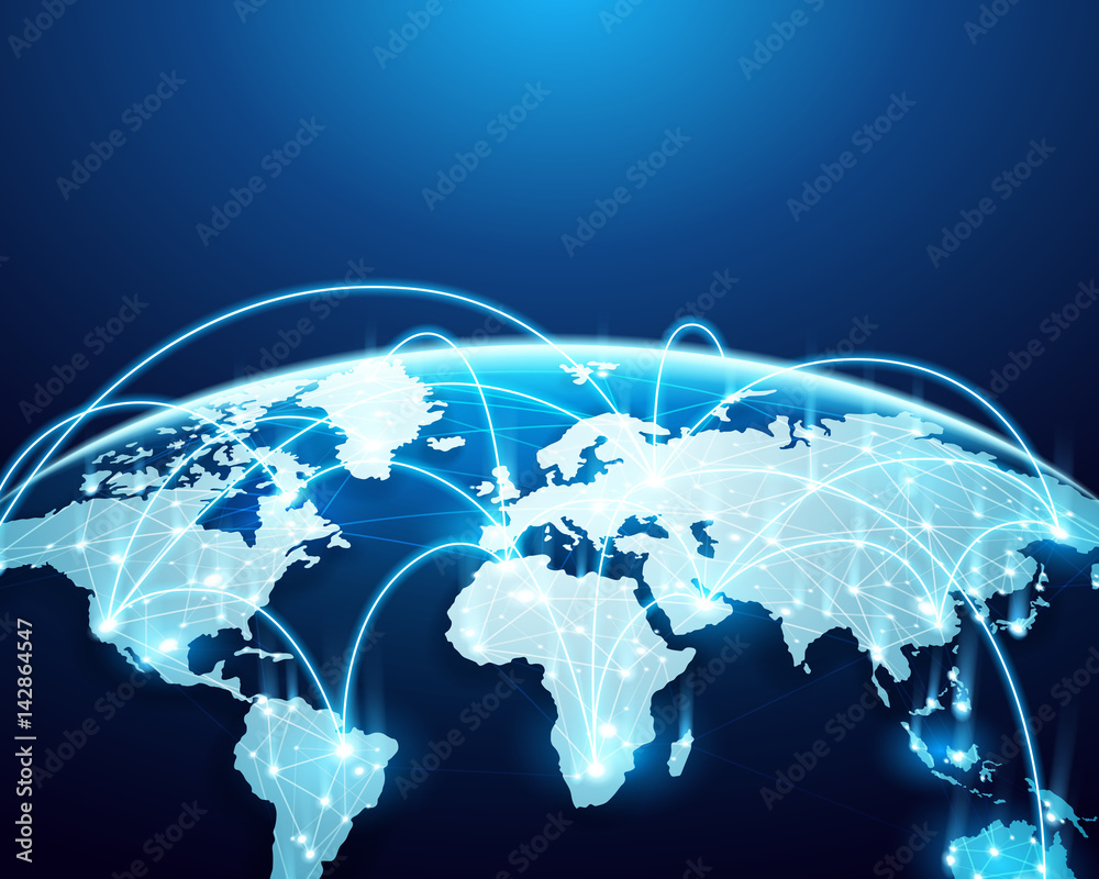 Abstract of world network, internet and global connection concept Stock ...