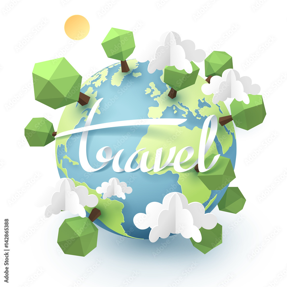 Paper art and origami of the world, travel and journey idea Stock ...