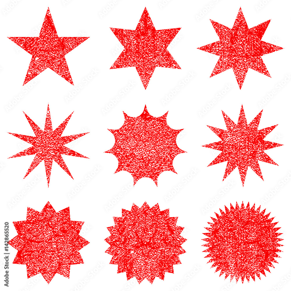 Collection of trendy retro stars shapes.Sunburst design elements set ...