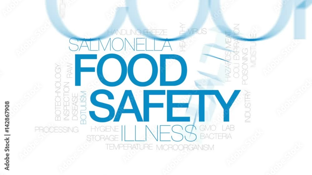 Food safety animated word cloud, text design animation. Kinetic ...