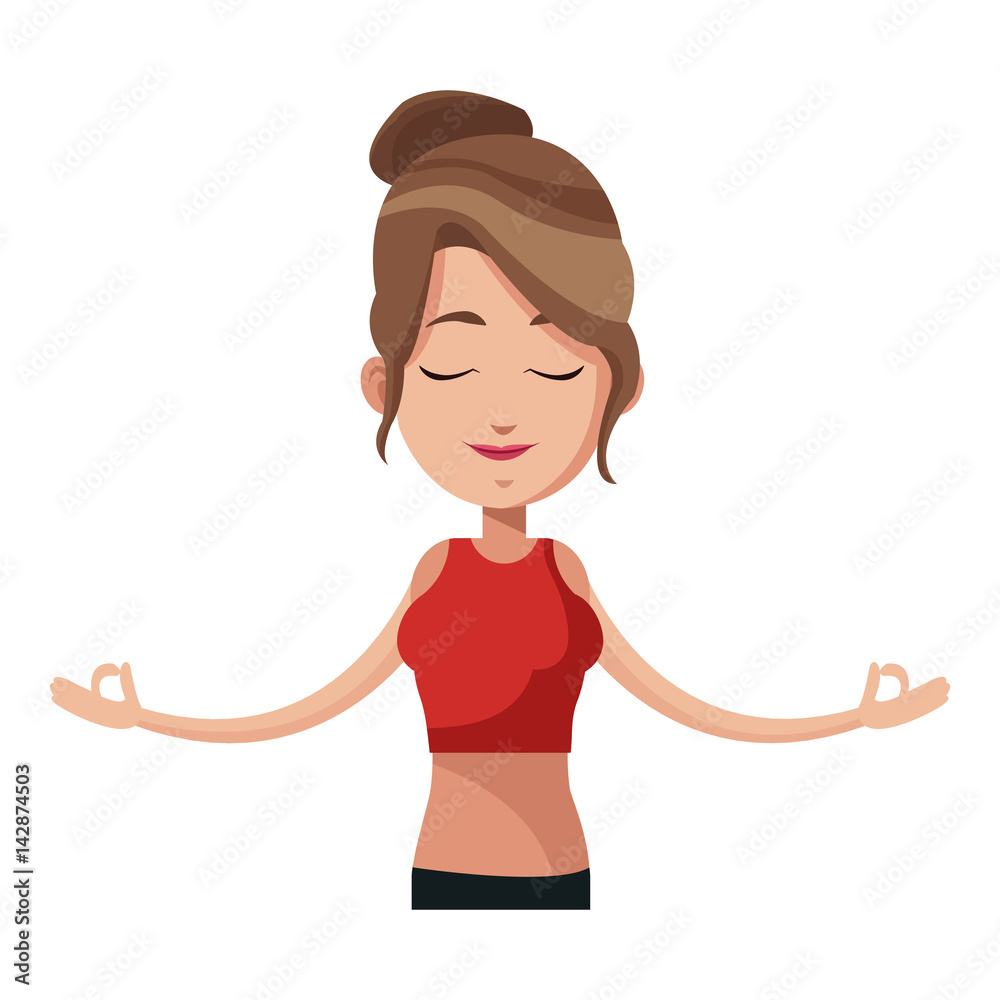woman doing yoga cartoon icon over white background. colorful design ...