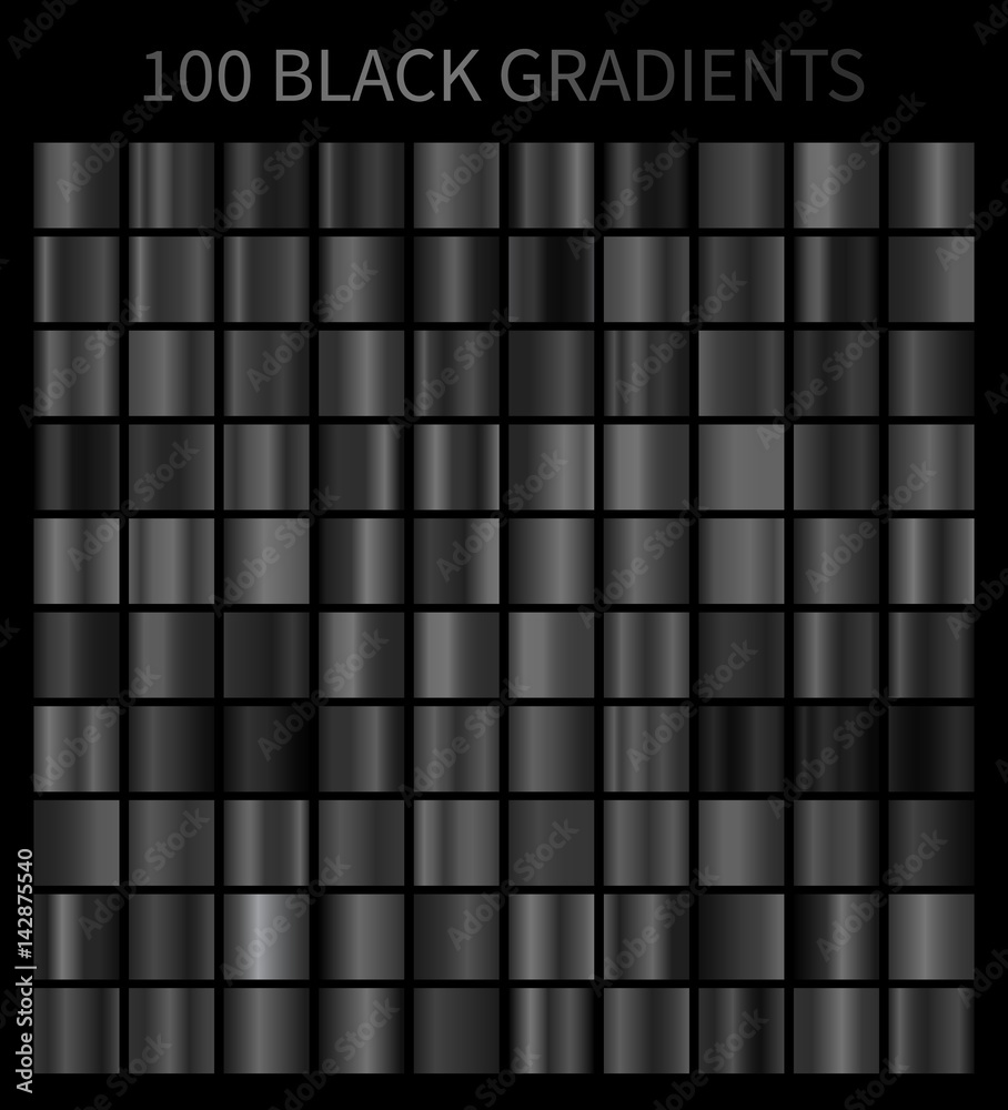 Black gradients 100 big set Stock Vector | Adobe Stock