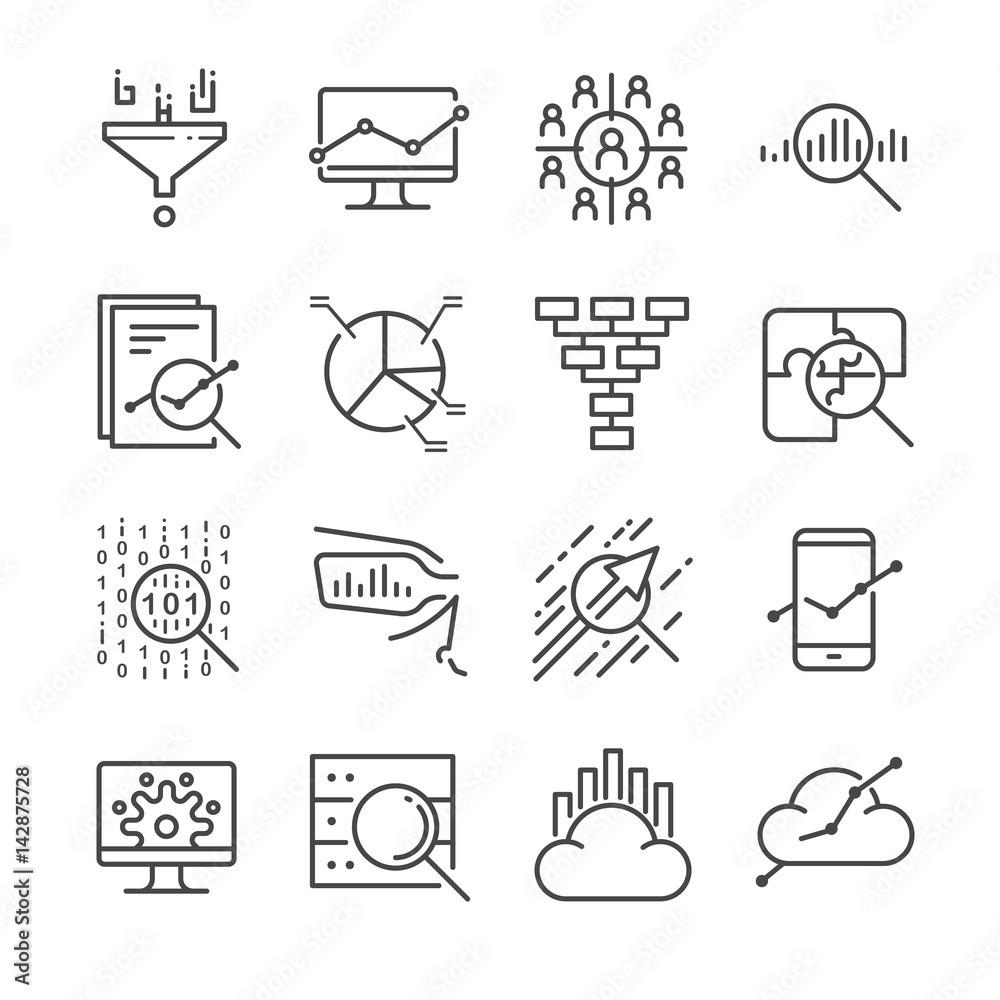 Data Analysis icons set Stock Vector | Adobe Stock