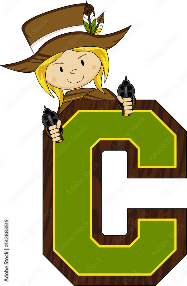 C is for Cowboy Alphabet Learning Illustration Stock Vector | Adobe Stock