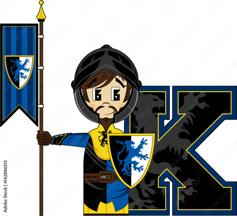 K is for Knight Alphabet Learning Illustration Stock Vector | Adobe Stock