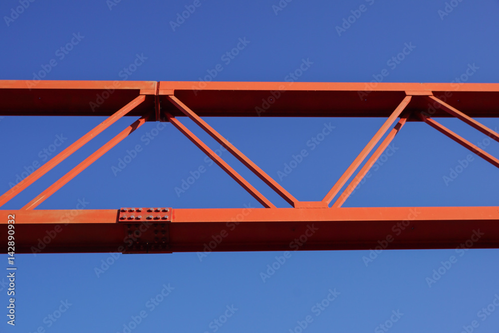 Details of a red modern bridge design and structure Stock Photo | Adobe ...