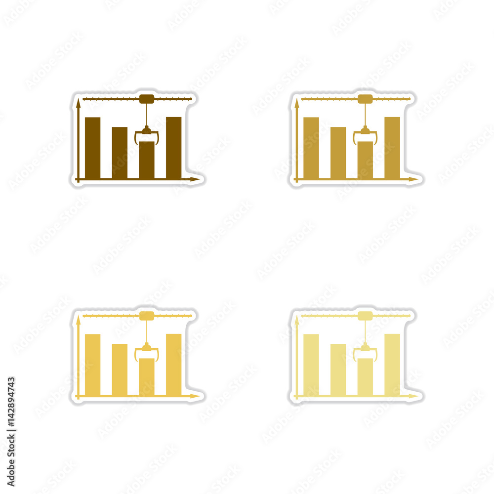 Set of paper stickers on white background economic graph Stock Vector ...