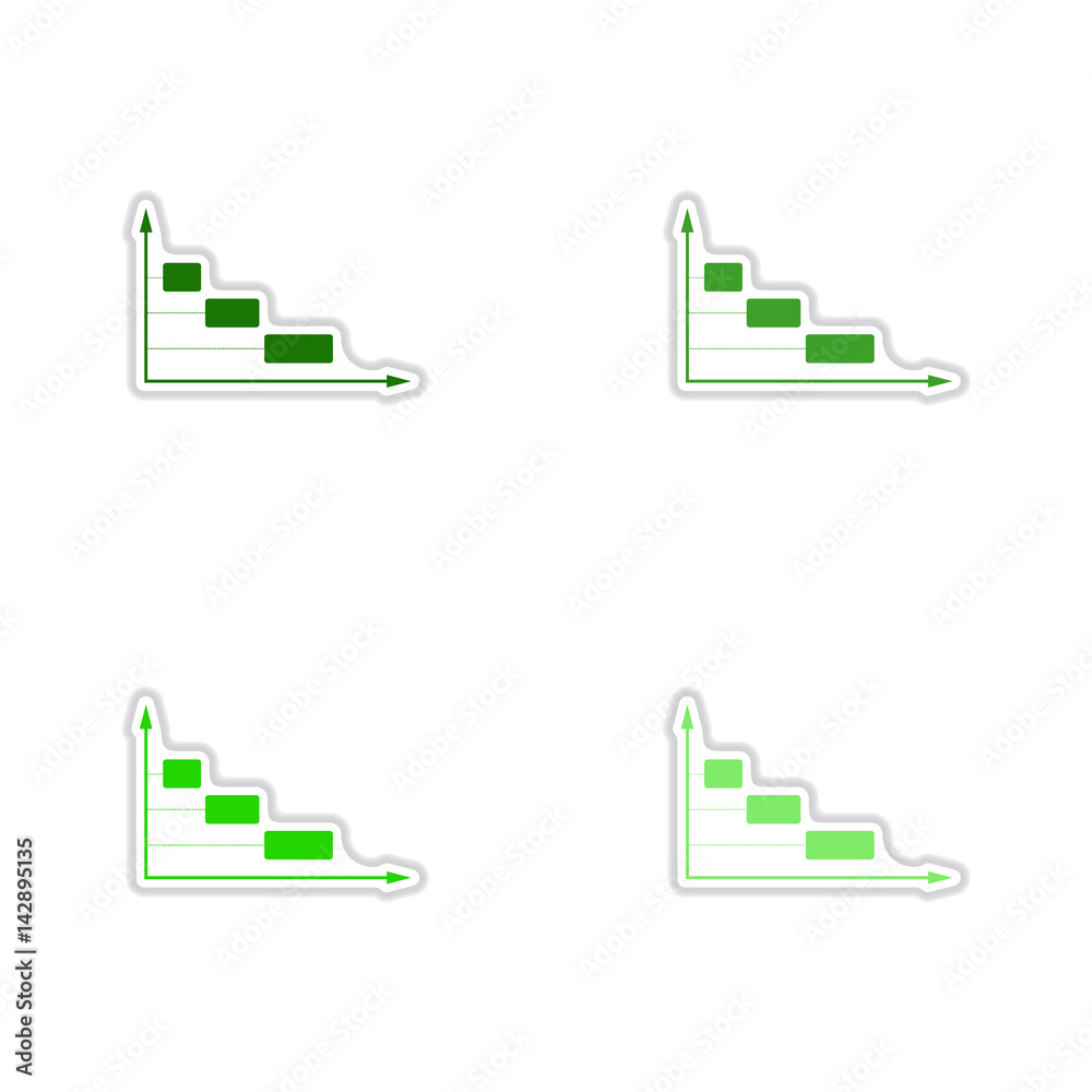 Set of paper stickers on white background financial graph Stock ...