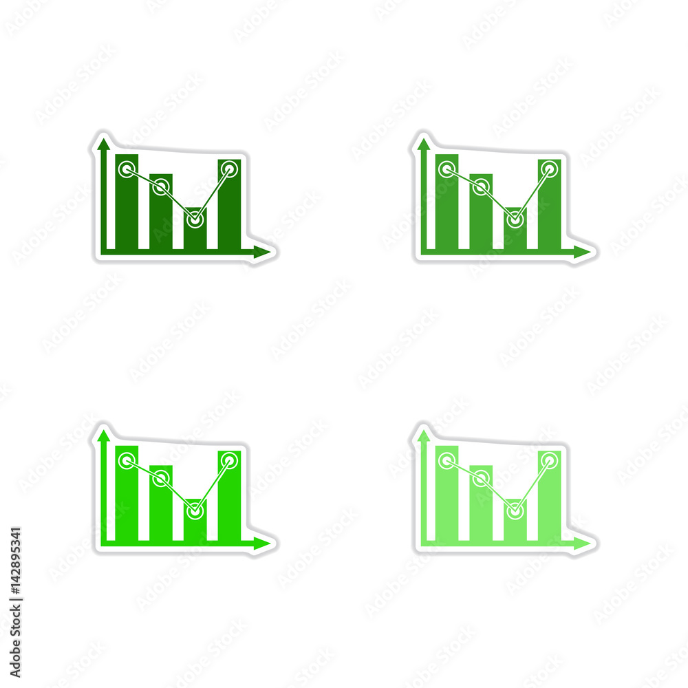 Set of paper stickers on white background economic graph Stock Vector ...