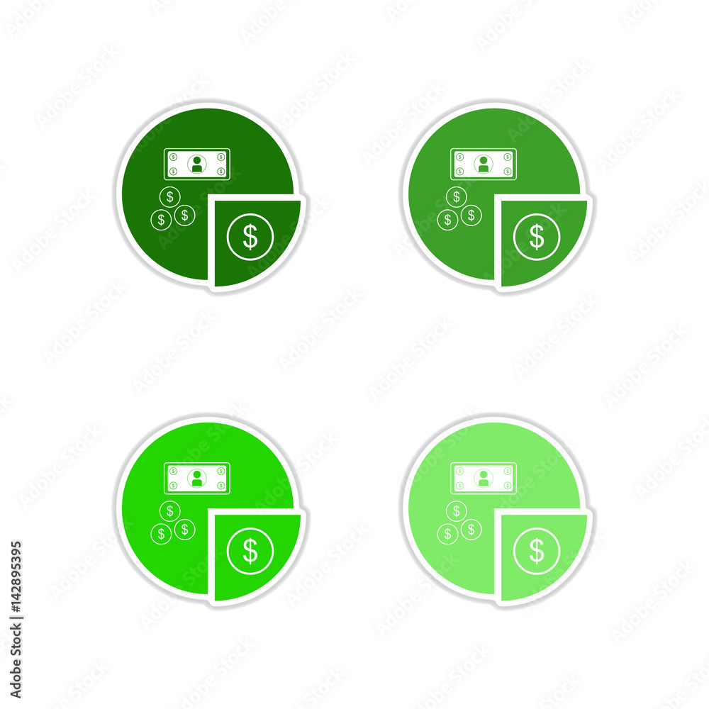 Set of paper stickers on white background financial chart Stock Vector ...