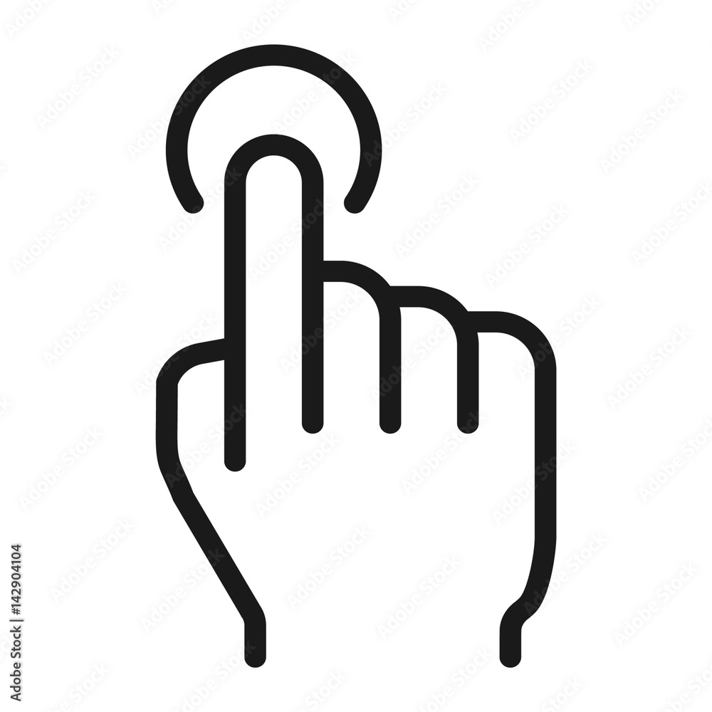 Single tap line icon, touch and hand gestures, mobile interface vector ...