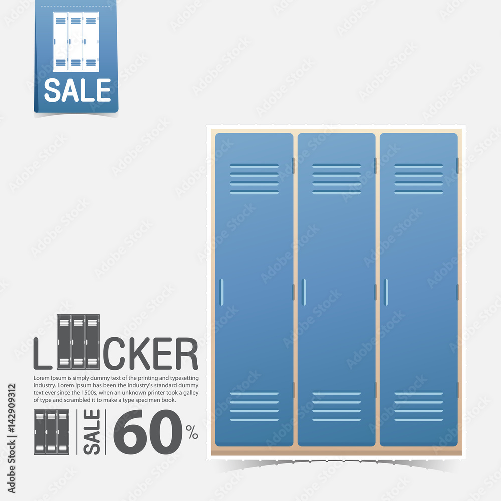 Lockers in flat design for locker room interior. Minimal icon for ...