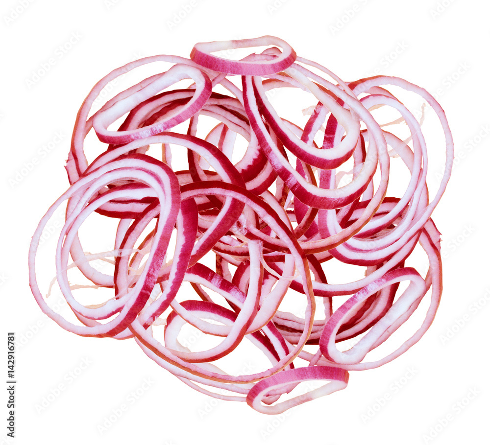 slices of red onion isolated on white Photos | Adobe Stock