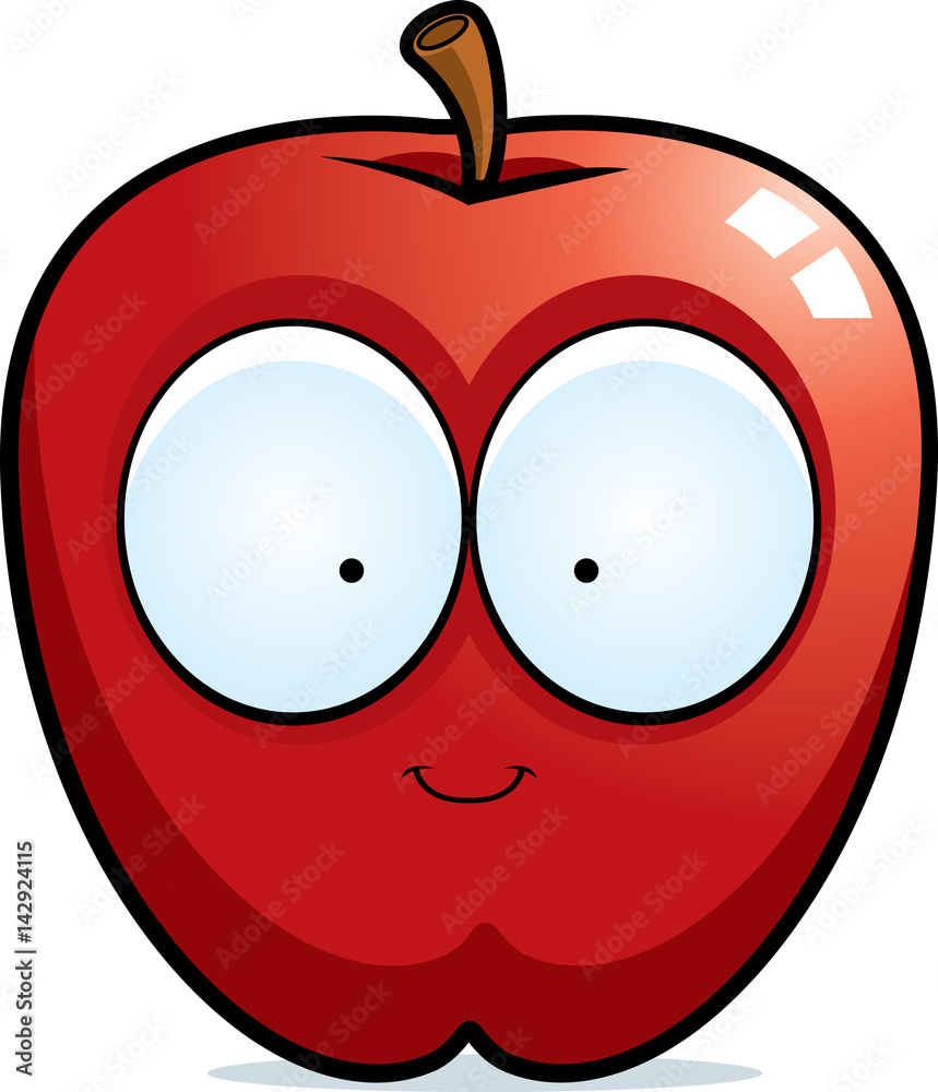 Cartoon Apple Smiling Stock Vector | Adobe Stock