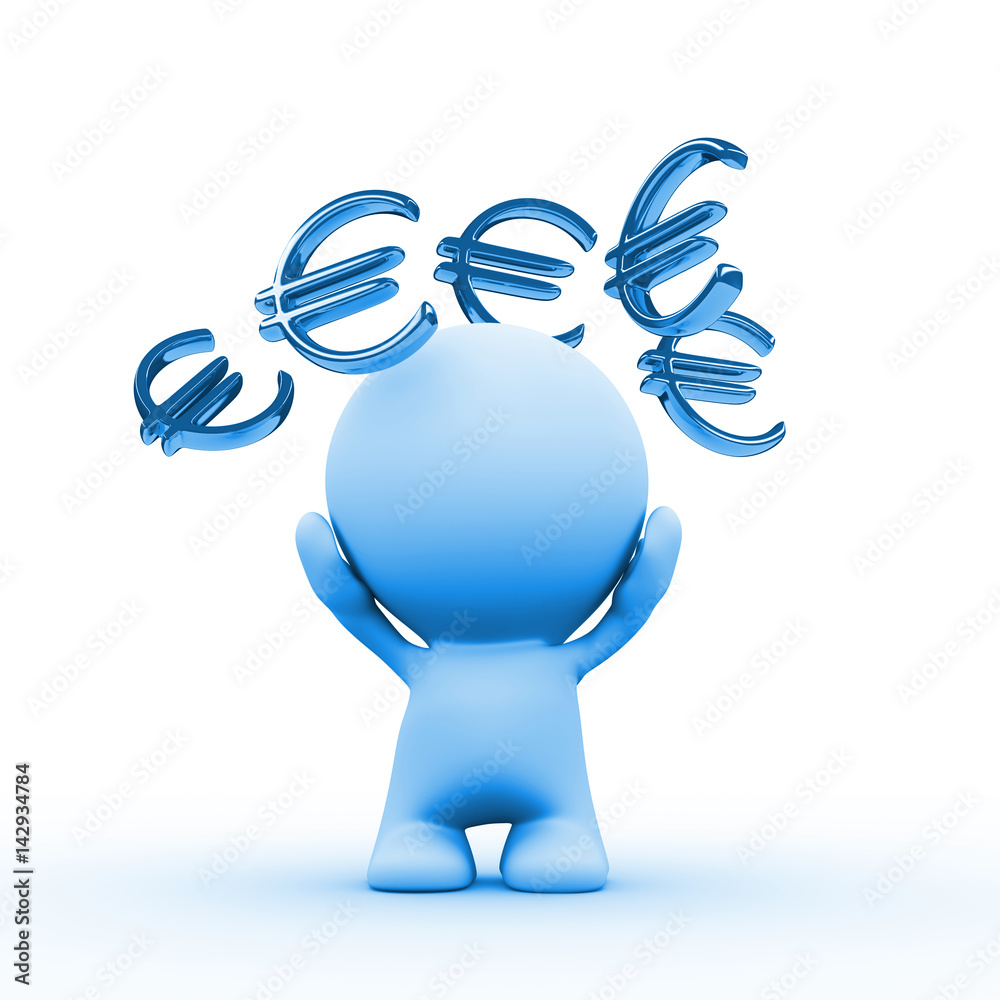 person with euro signs around the head Stock-Illustration | Adobe Stock