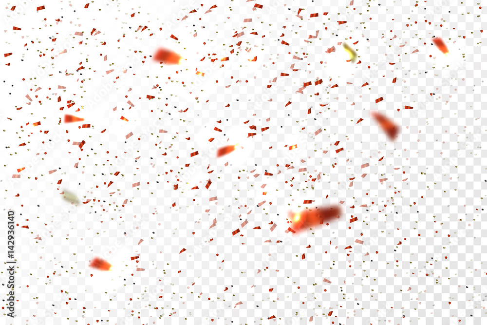 Vector realistic red confetti on the transparent background. Concept of ...