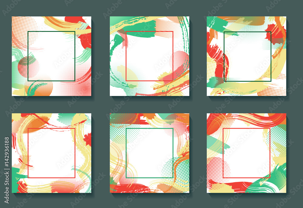 Frame set with vector color patterns,modern graphic design elements ...