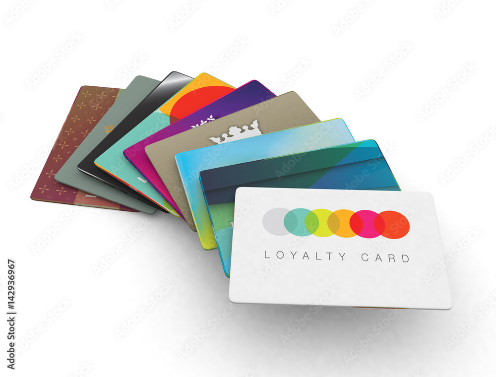 stack of different loyalty reward cards Stock Illustration | Adobe Stock