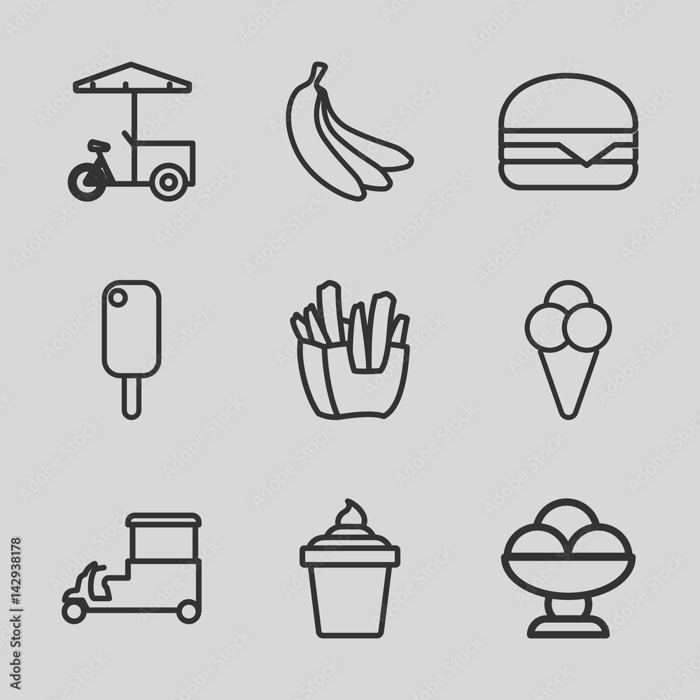Set of 9 snack outline icons Stock Vector | Adobe Stock