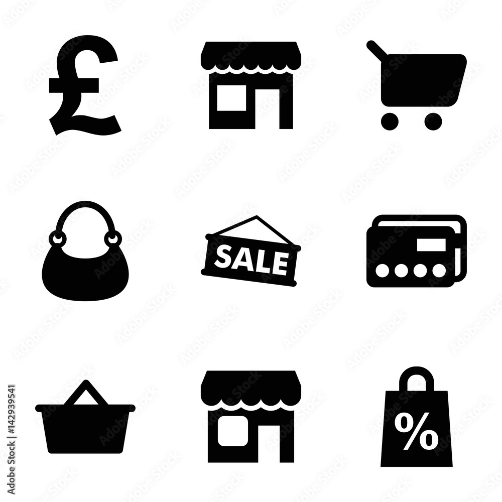 Set of 9 retail filled icons Stock-Vektorgrafik | Adobe Stock